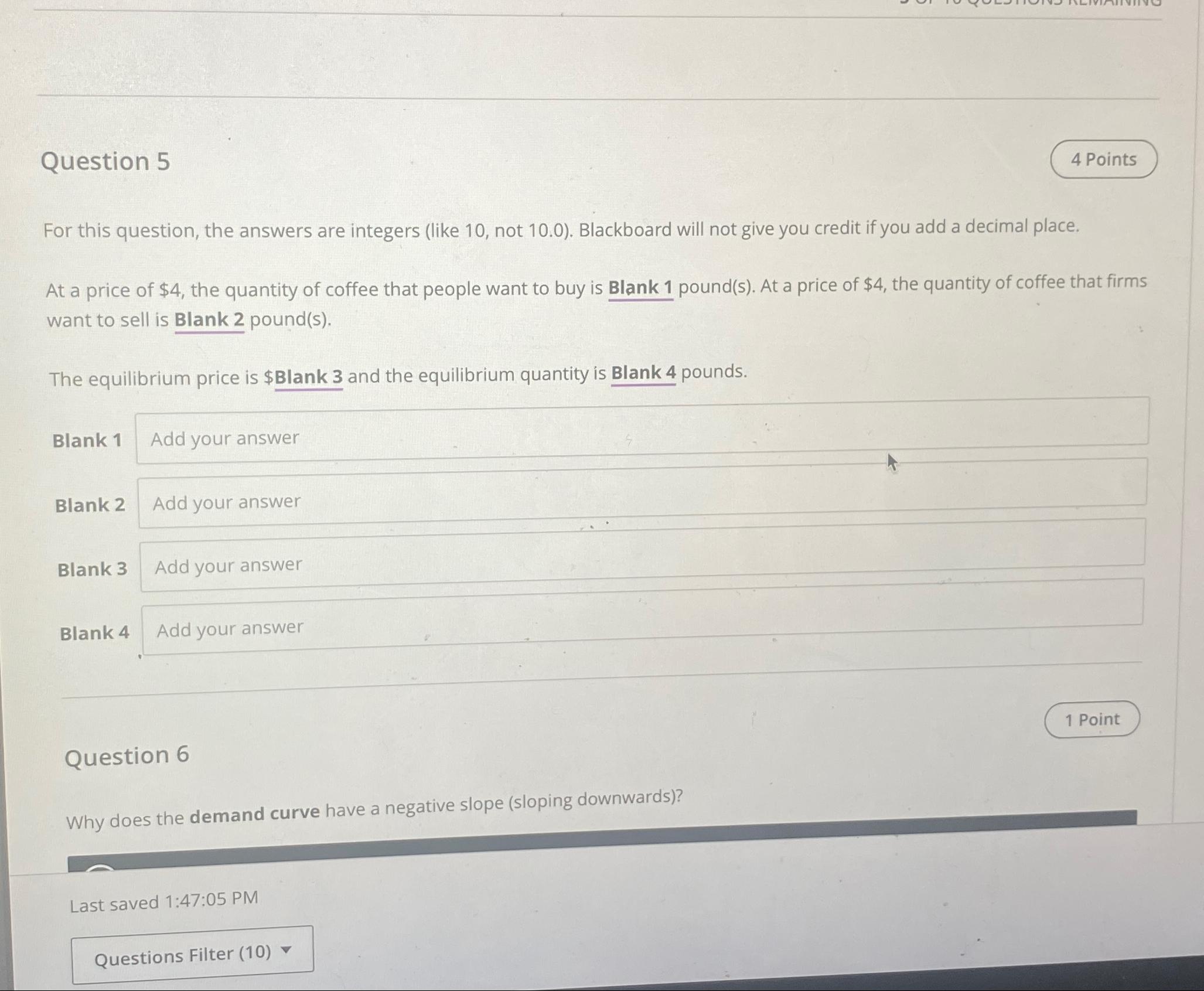 Solved Question 5For this question, the answers are integers | Chegg.com