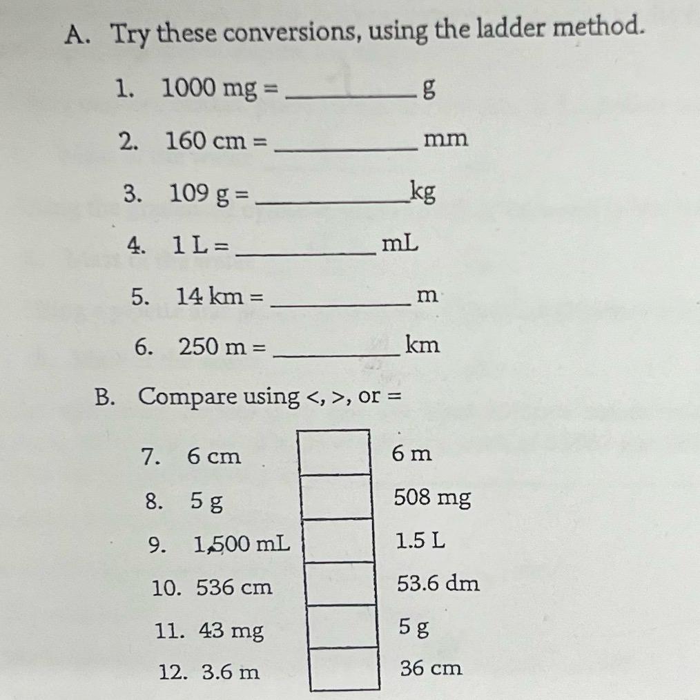 Solved A. ﻿Try these conversions, using the ladder | Chegg.com