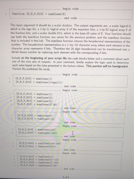 3. Matlab returns the binary 64-bit IEEE | Chegg.com