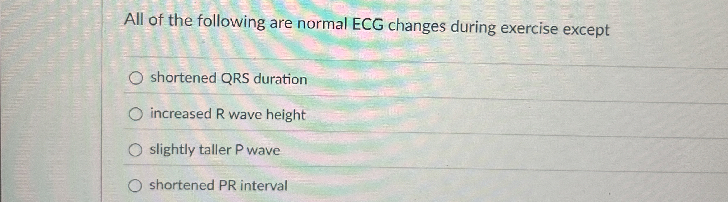 Solved All of the following are normal ECG changes during | Chegg.com
