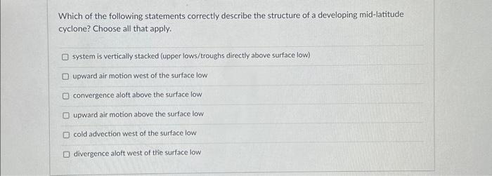 Solved Which of the following statements correctly describe | Chegg.com