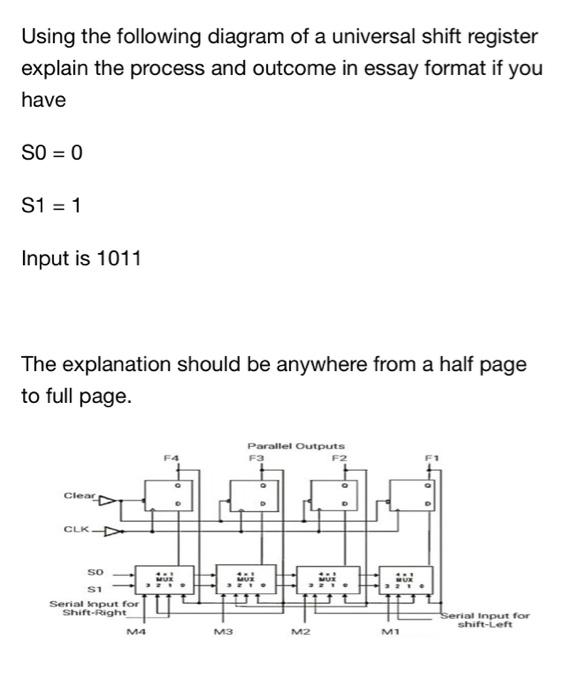 Solved Using the following diagram of a universal shift | Chegg.com Solved Using the following diagram of a universal shift | Chegg.com