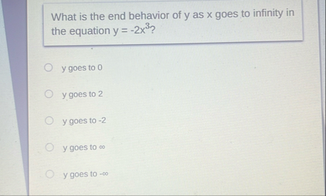 Solved What is the end behavior of y ﻿as x ﻿goes to infinity | Chegg.com