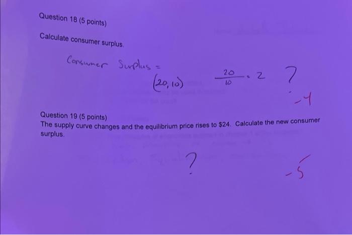 Solved Question 18 (5 points) Calculate consumer surplus. | Chegg.com