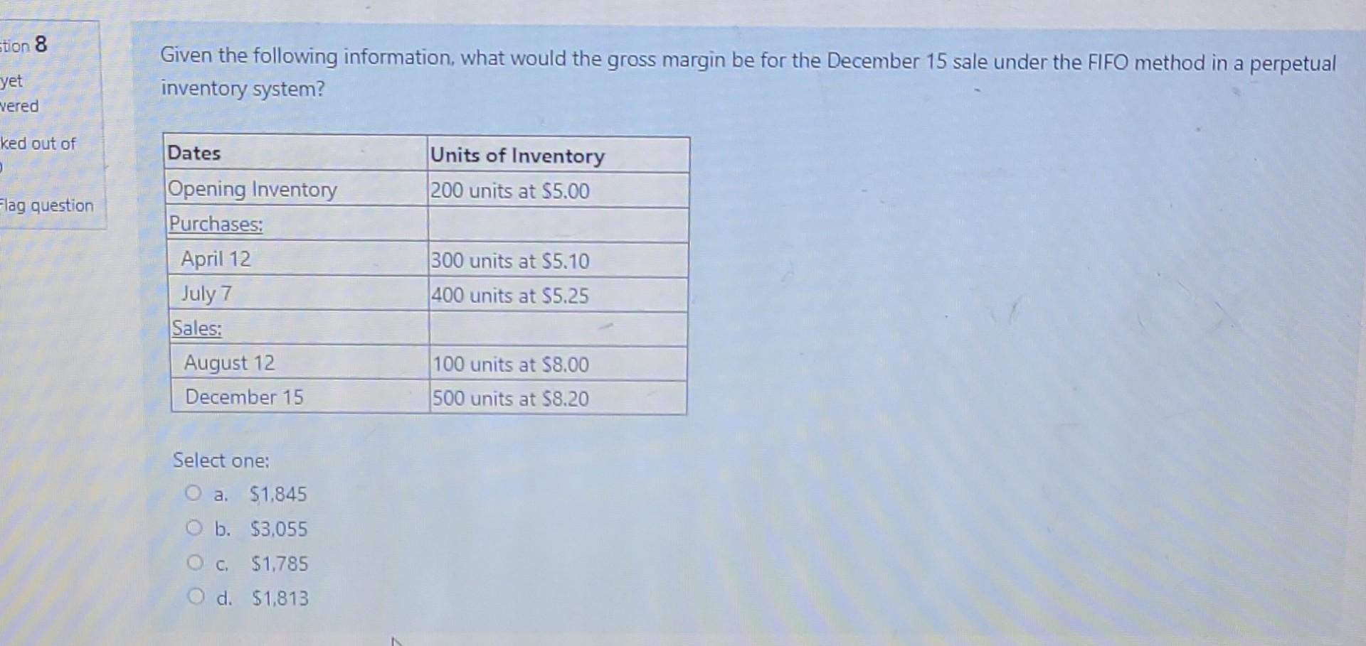 Solved Given the following information, what would the gross | Chegg.com