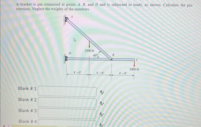 Solved A bracket is pin connected at points A,B, and D and | Chegg.com