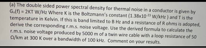 Solved (a) The double sided power spectral density for | Chegg.com