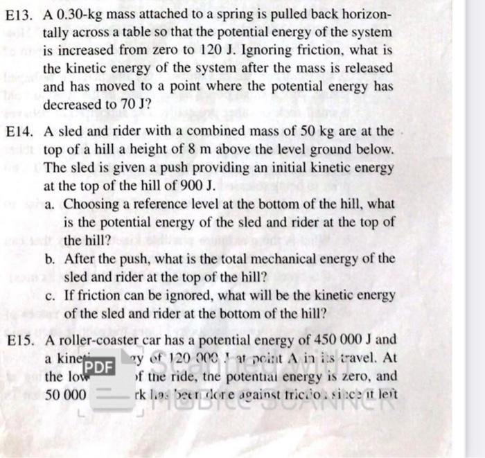 Solved E13. A 0.30−kg mass attached to a spring is pulled | Chegg.com