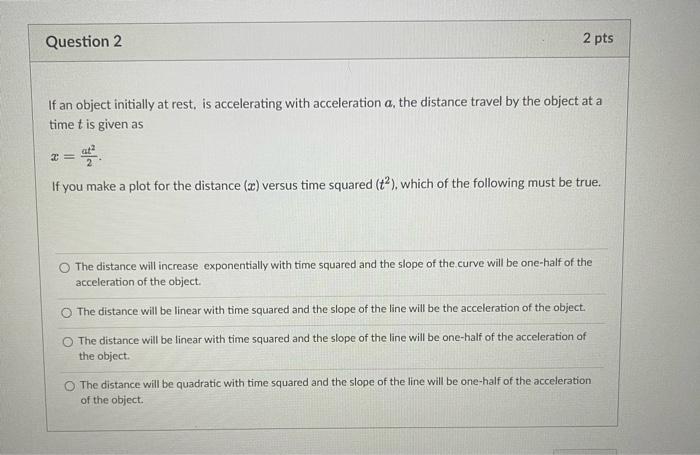 Solved If an object initially at rest, is accelerating with | Chegg.com