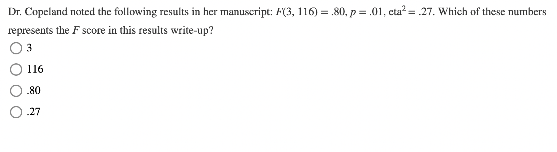 Solved Dr. ﻿Copeland noted the following results in her | Chegg.com