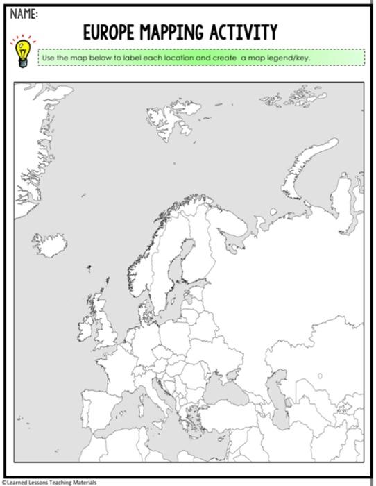 Solved NAME: EUROPE MAPPING ACTIVITY Step by Step Mapping | Chegg.com