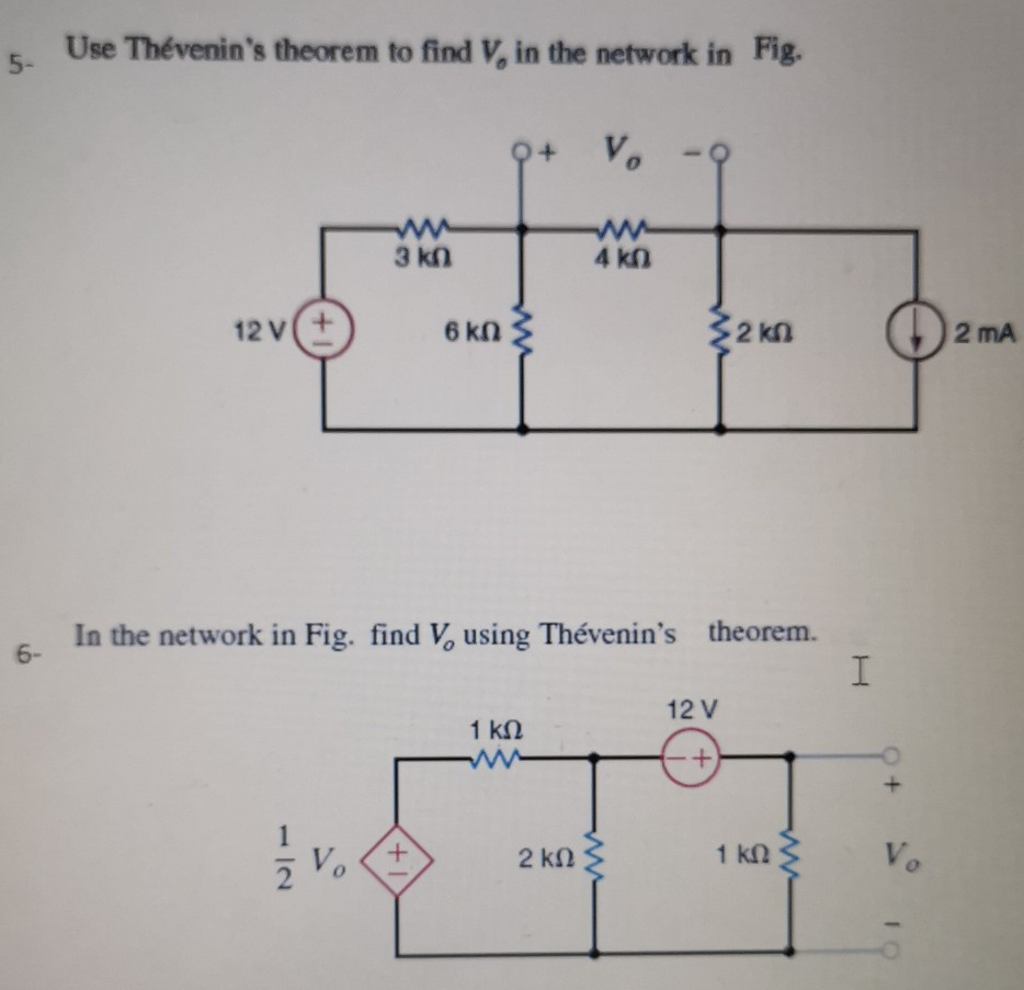 Solved Use Thévenin's theorem to find V, in the network in | Chegg.com