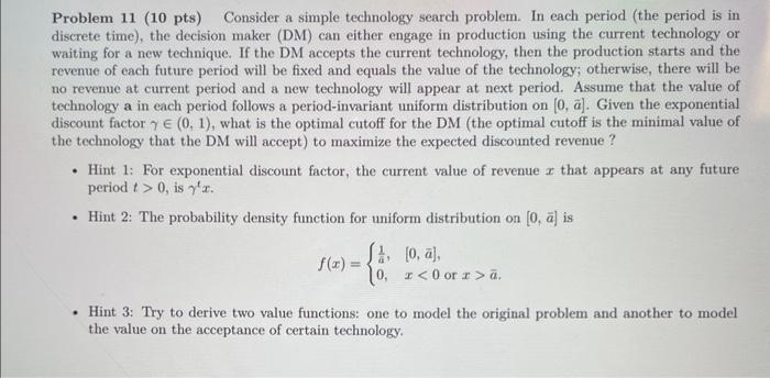 Problem 11 (10 pts) Consider a simple technology | Chegg.com