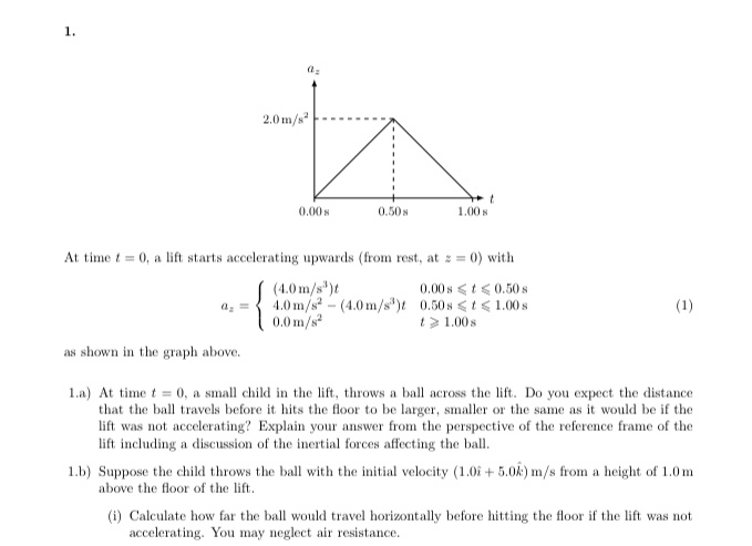 Solved At time t=0, ﻿a lift starts accelerating upwards | Chegg.com