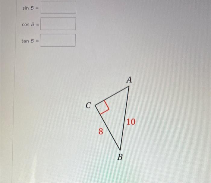 Solved In the following right triangle, find sinA,cosA,tanA, | Chegg.com