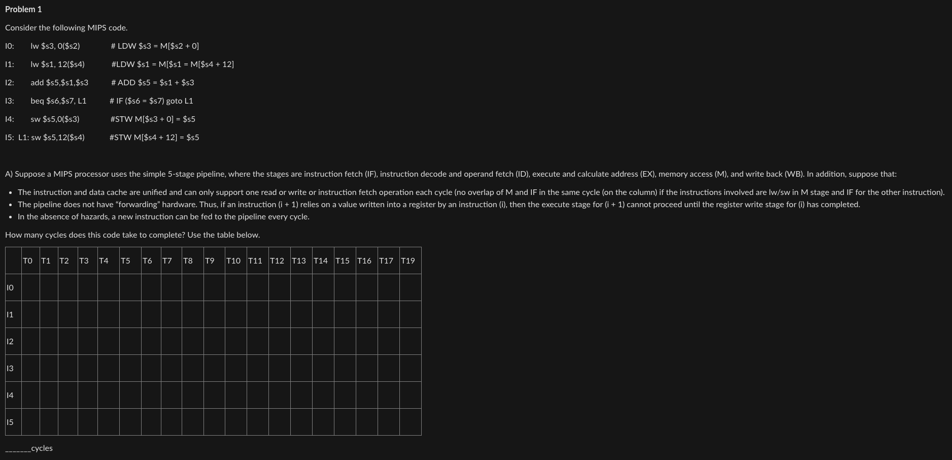 Solved Problem 1Consider the following MIPS | Chegg.com