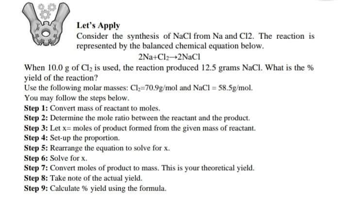 Solved Let's Apply Consider the synthesis of NaCl from Na | Chegg.com