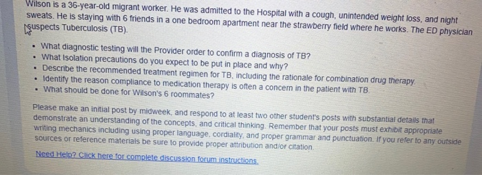 Solved Wilson is a 35-year-old migrant worker. He was | Chegg.com