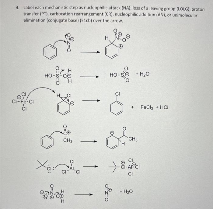 Solved 4. Label each mechanistic step as nucleophilic attack | Chegg.com