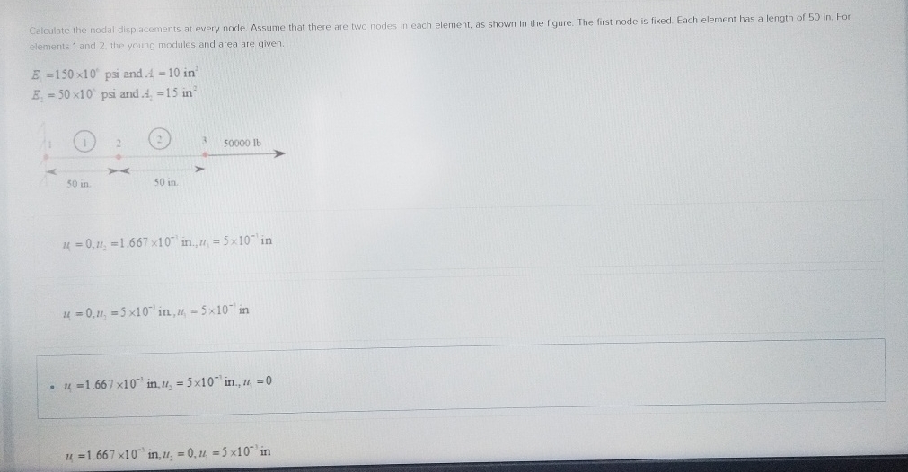 Solved Calculate the nodal displacements at every node. | Chegg.com