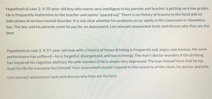 Solved Hypothetical case 1: A 10-year-old boy who seems very | Chegg.com