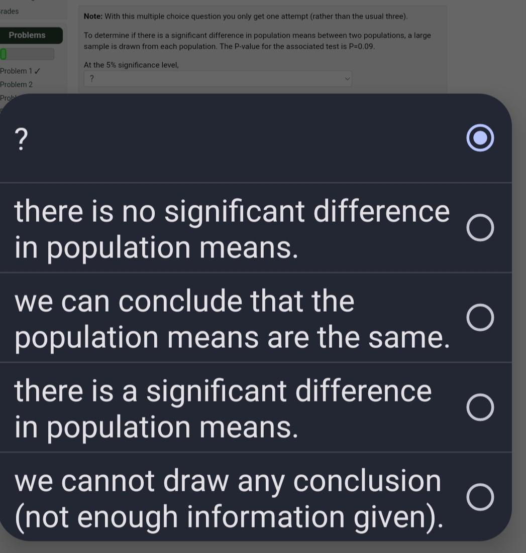 Solved ? there is no significant difference in population | Chegg.com