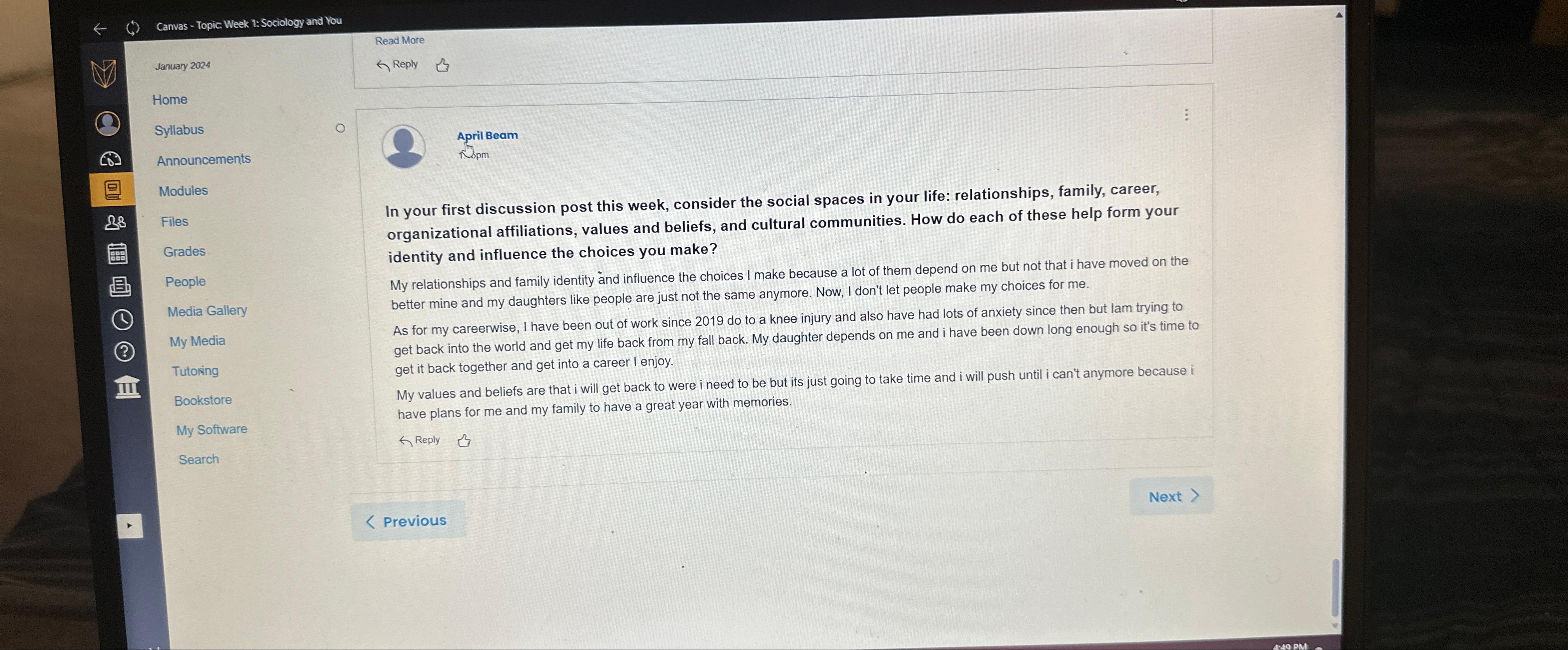 Solved Canvas - ﻿Topic Week 1: Sociology and YouJanuary | Chegg.com