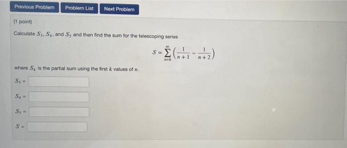 Solved Previous Problem Probler List Next Problem (1 point) | Chegg.com