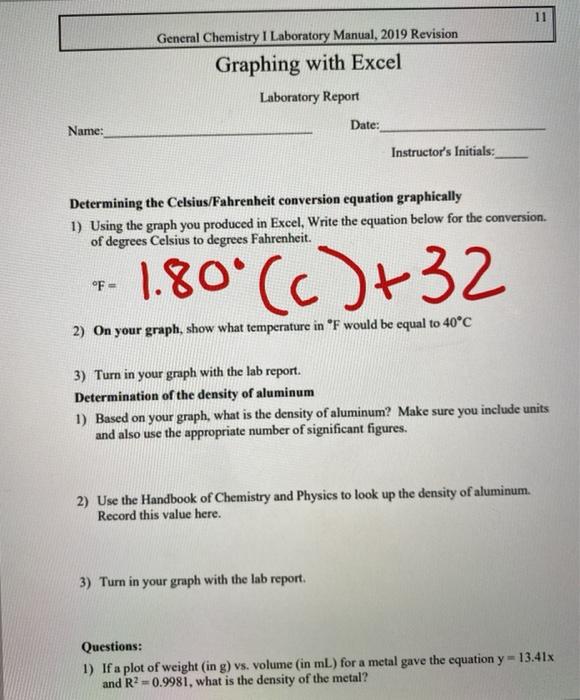 11 General Chemistry I Laboratory Manual, 2019 | Chegg.com