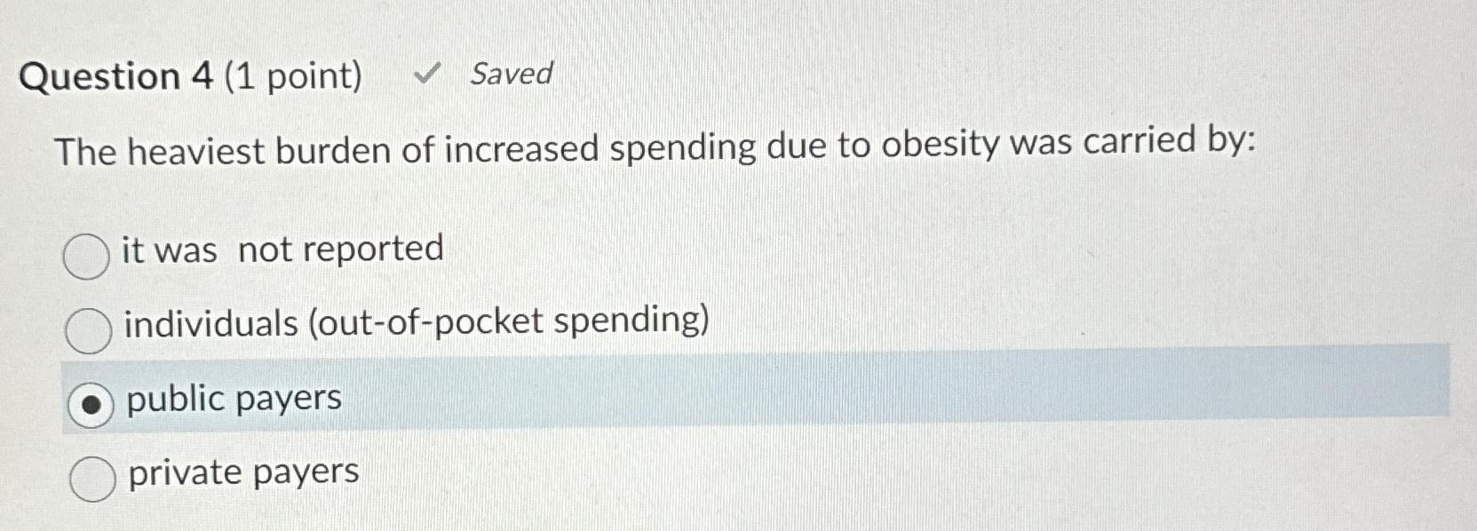 Solved Question 4 (1 ﻿point) ﻿SavedThe heaviest burden of | Chegg.com