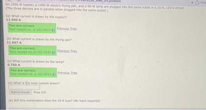 Solved An 1500-W toaster, a 1400-W electric frying pan, and | Chegg.com