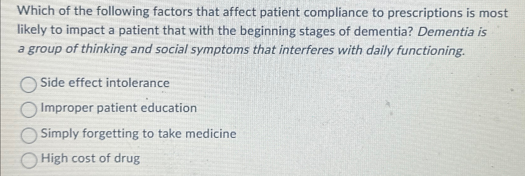 Solved Which of the following factors that affect patient | Chegg.com