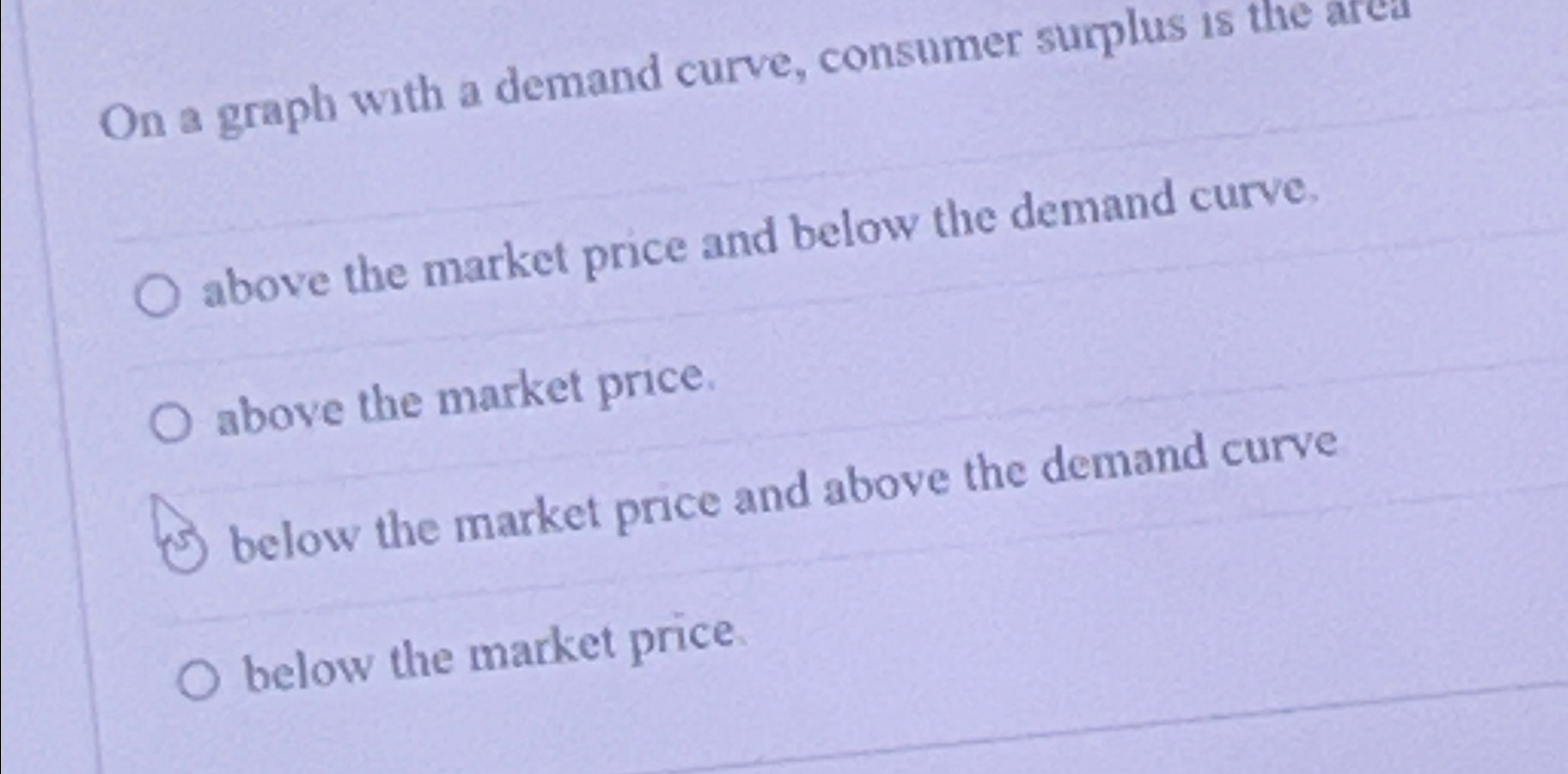 Solved On a graph with a demand curve, consumer surplus is | Chegg.com