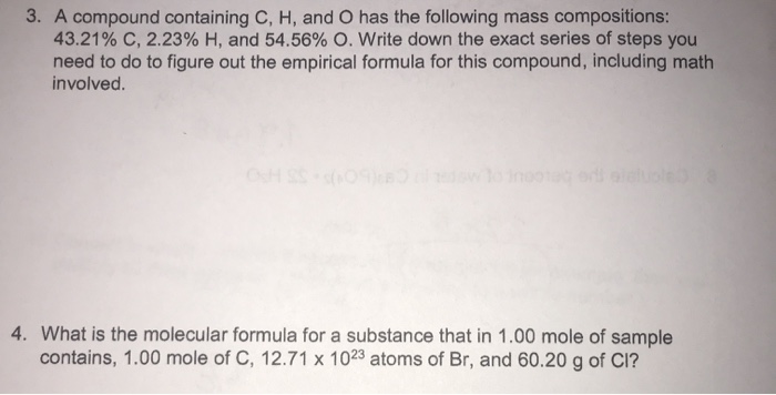 Solved 3. A compound containing C, H, and O has the | Chegg.com