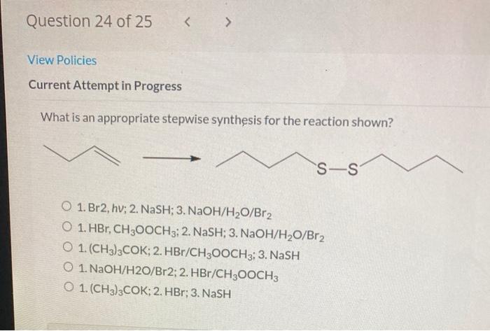 Solved Question 24 of 25 View Policies Current Attempt | Chegg.com