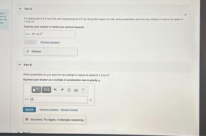 Solved What acceleration (in g 's) does the hip undergo to | Chegg.com