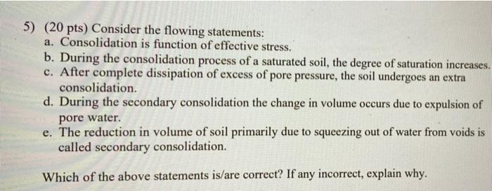 Solved 5) (20 pts) Consider the flowing statements: a. | Chegg.com
