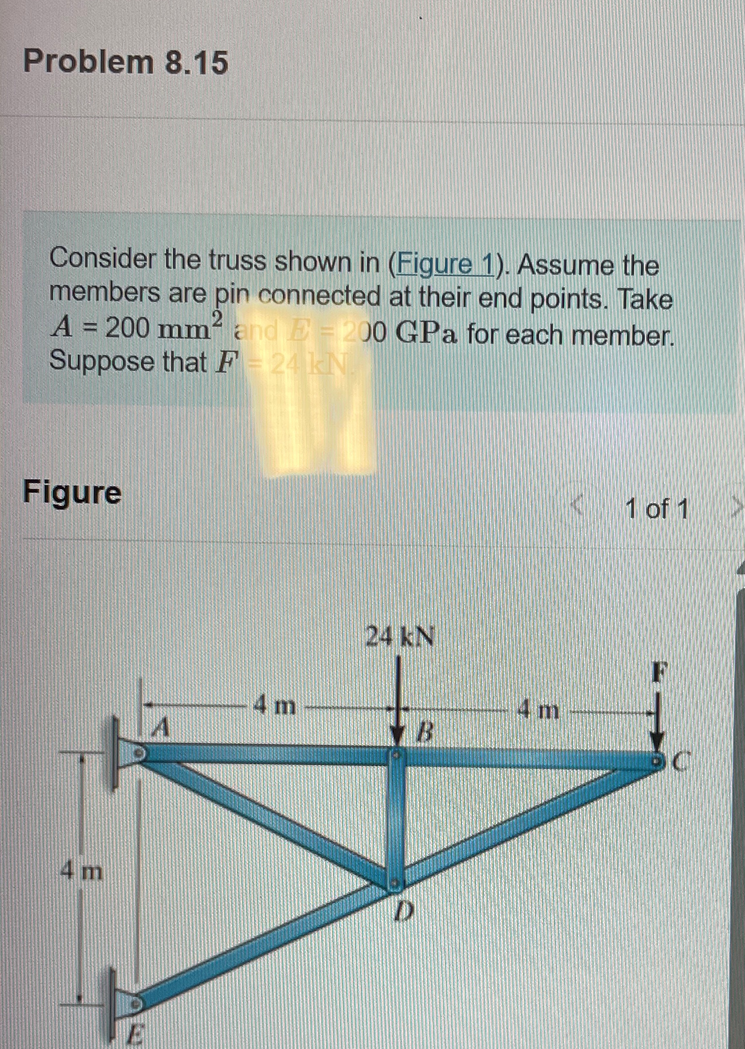 Problem 8.15Consider the truss shown in (Figure 1). | Chegg.com