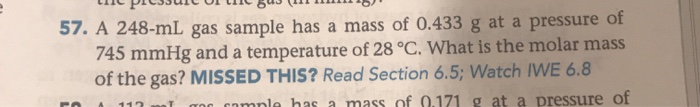 Solved IC PICUICUI I BUJ (1115 ) 57. A 248-ml gas sample has | Chegg.com