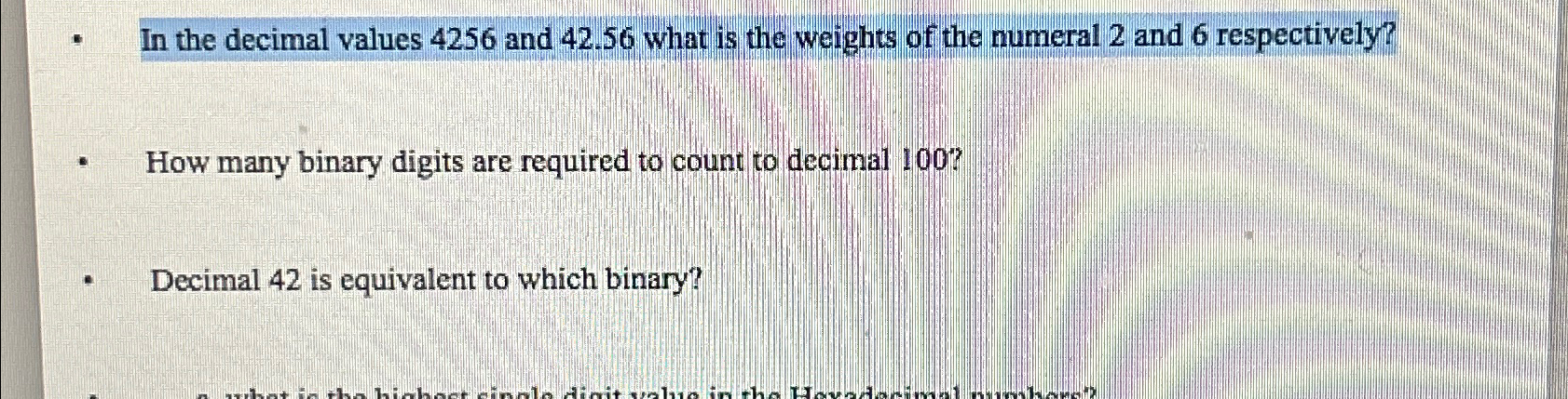 Solved In the decimal values 4256 ﻿and 42.56 ﻿what is the | Chegg.com