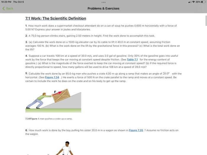 Solved 7.1 Work: The Scientific Definition 1. How much work | Chegg.com