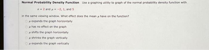 Solved Normal Probability Density Function Use a graphing | Chegg.com