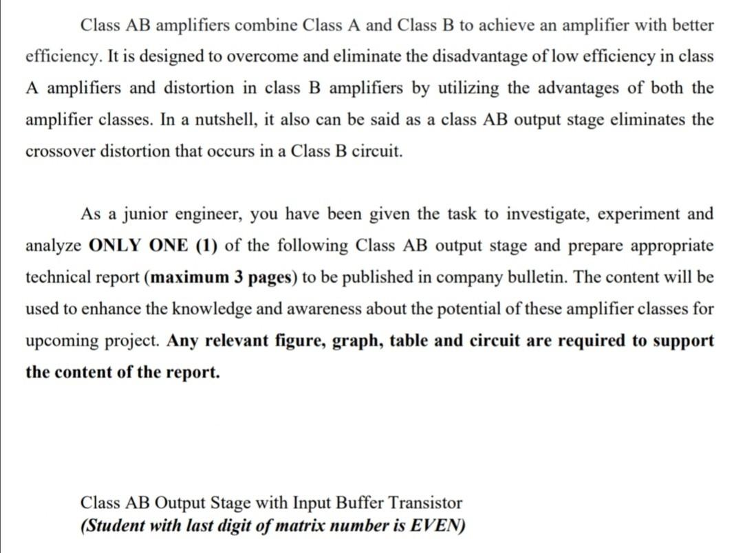 Solved Class AB amplifiers combine Class A and Class B to | Chegg.com
