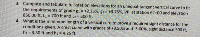 Solved 3. Compute and tabulate full-station elevations for | Chegg.com