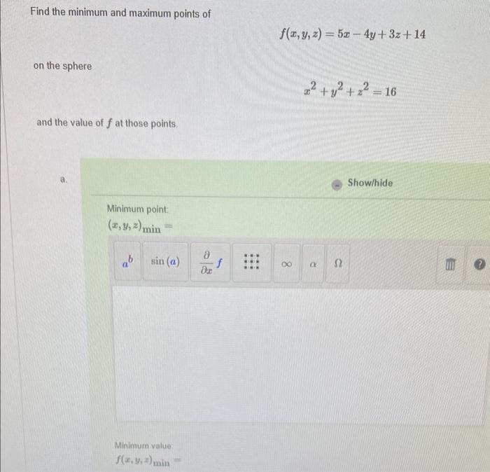 Solved Find the minimum and maximum points of | Chegg.com