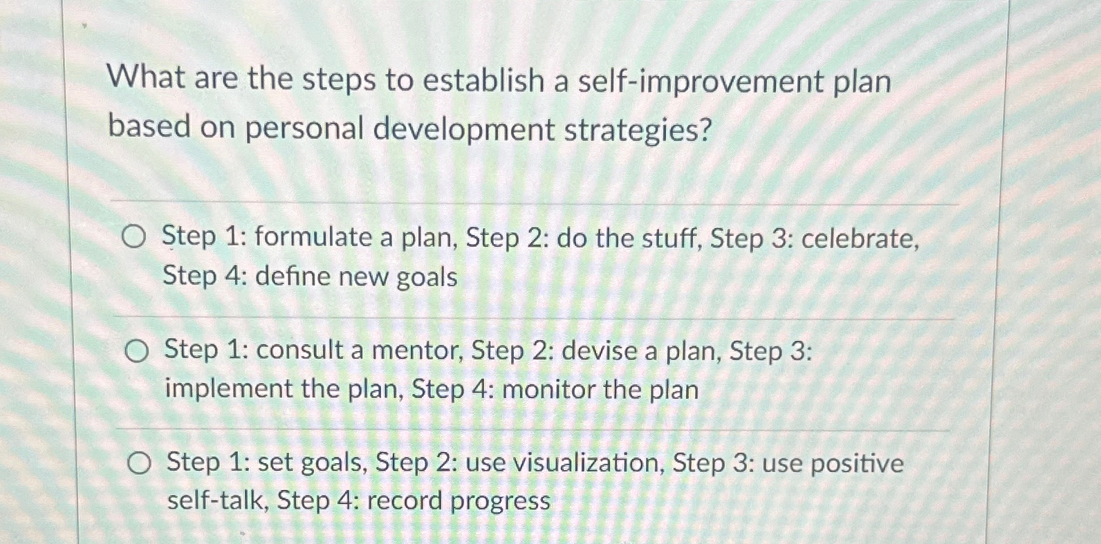 Solved What are the steps to establish a self-improvement | Chegg.com