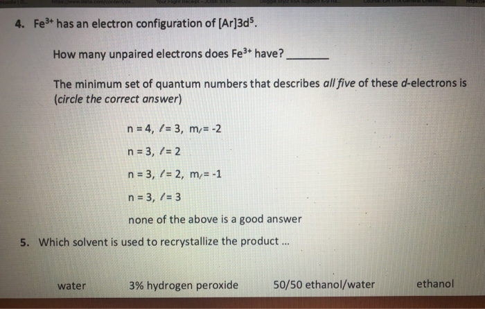 Solved Nt Da Your Fight Recept 4 Fe3 Has An Electron