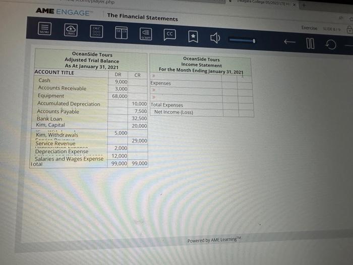 Solved AME ENGAGE- The Financial Statements Powered by AME | Chegg.com