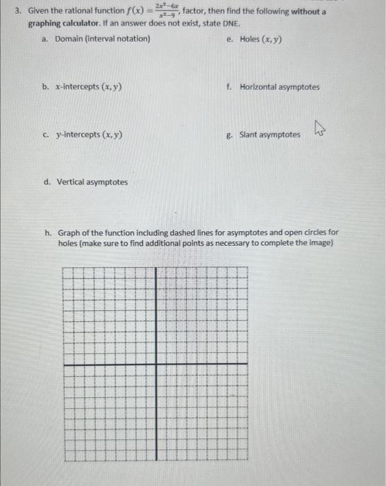 Solved 3. Given the rational function f(x)=x4−92x2−6x, | Chegg.com