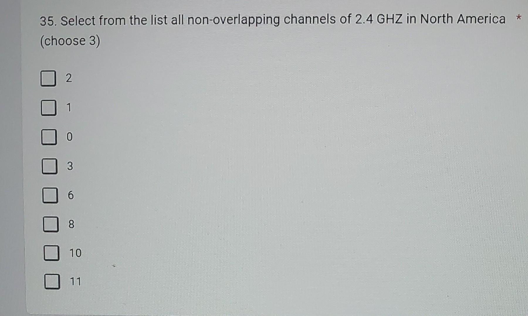 Solved 35. Select from the list all non-overlapping channels | Chegg.com